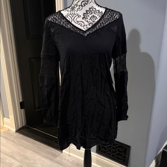 Express | Dresses | Express Black Lace Vneck Dress | Poshmark